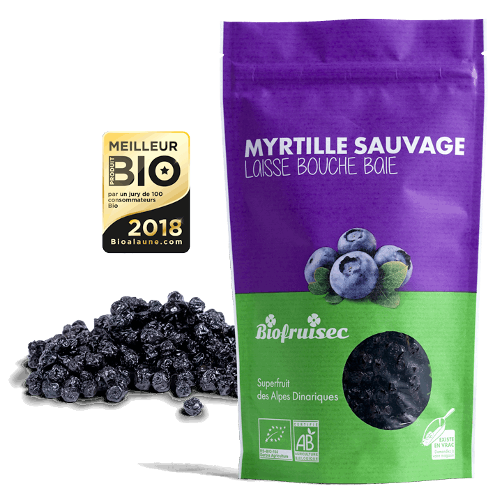 Myrtille sauvage séchée entière bio des Alpes Dinariques - Sachet 100g ...